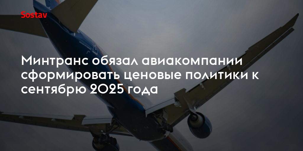 Минтранс обязал авиакомпании сформировать ценовые политики к сентябрю 2025 года