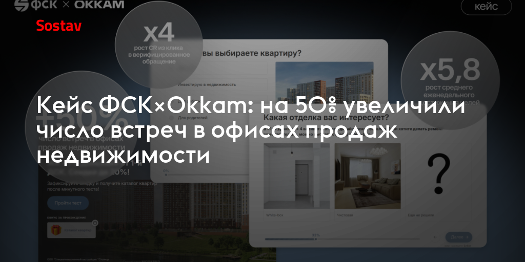Кейс ФСК и Okkam: на 50% увеличили число встреч в офисах продаж недвижимости